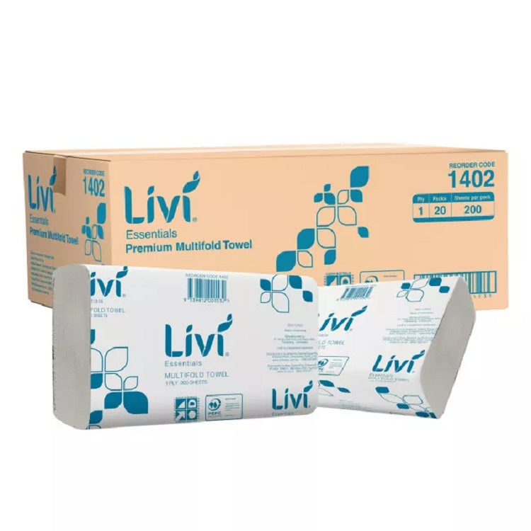 Livi Essentials Slimfold Paper Towel 1 Ply White 200 Sheets per Pack 1 ...