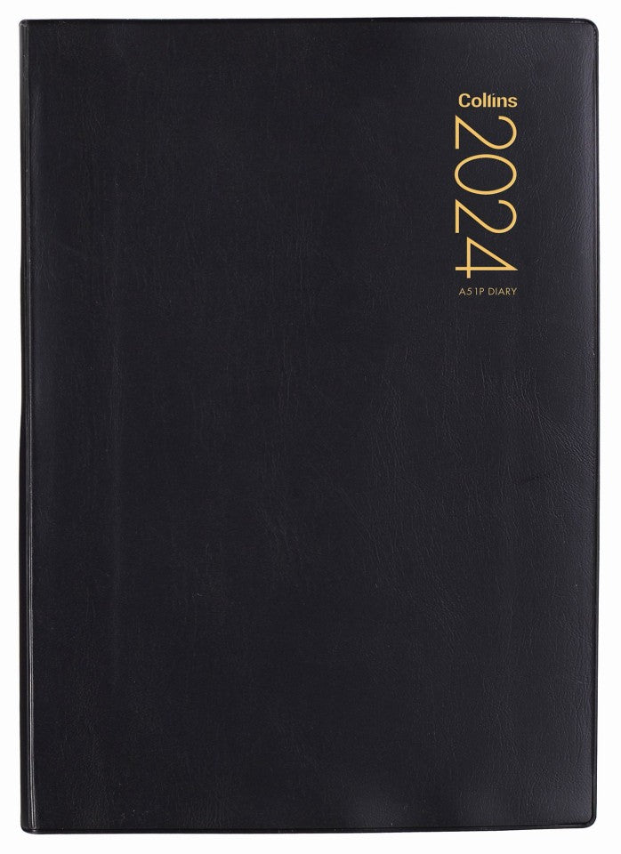 Collins 2024 PVC Limp Cover Diary A5 Day To Page Black – Stationery ...