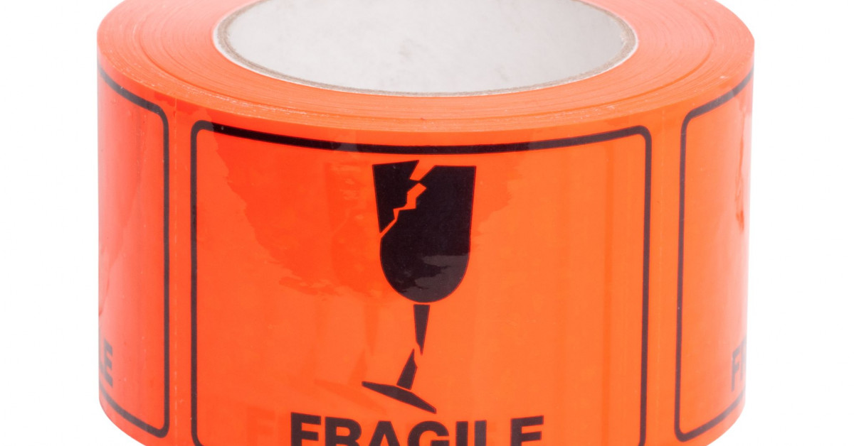 Rip Stick Label Fragile 72mmx100mm Orange Roll 660