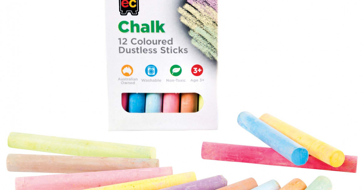 EC Dustless Chalk Coloured 12 Pack