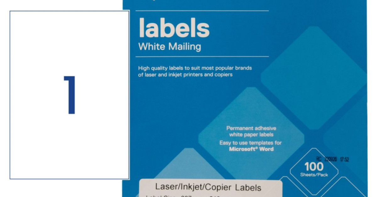 NXP Multi-Purpose Labels Laser Inkjet 210x297mm 1 Per Sheet 100 Labels