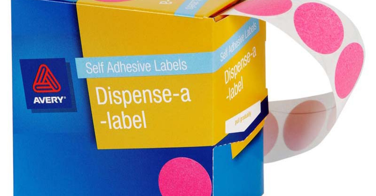 Avery Label Dispenser Dmc24p Pink Round 24mm 500 Pack