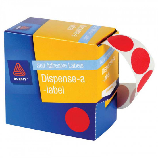 Avery Label Dispenser Dmc24r Red Round 24mm 500 Pack