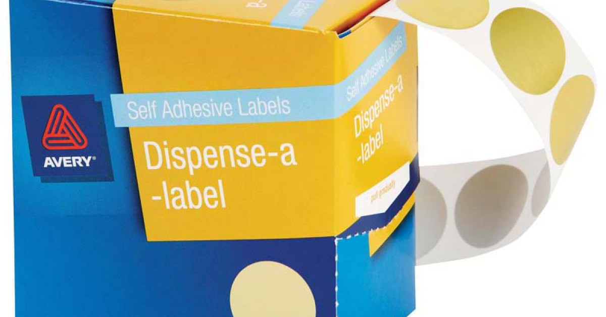 Avery Label Dispenser Dmc24go Gold Round 24mm 250 Pack
